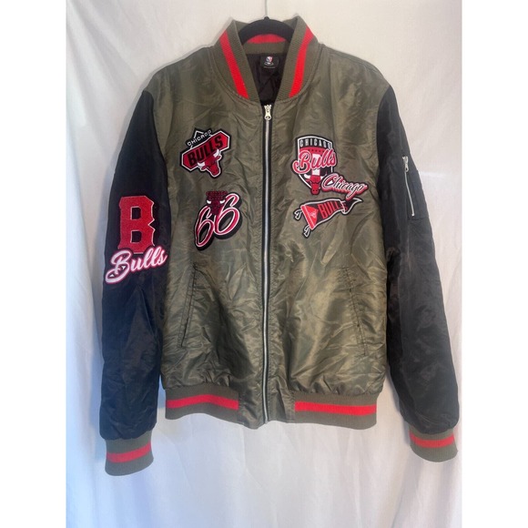 NBA | Shirts | Nba Unk Chicago Bulls Bomber Jacket Mens Large Olive ...